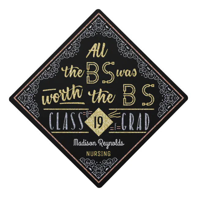 College Graduation Bachelors Degree Funny BS Name Graduation Cap Topper ...