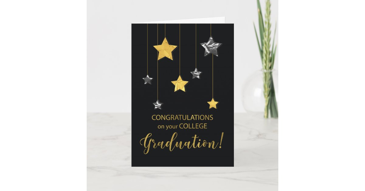 College Graduation Congratulations Gold and Silver Card | Zazzle