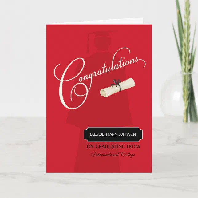 College Graduation Congratulations Name & School Card | Zazzle