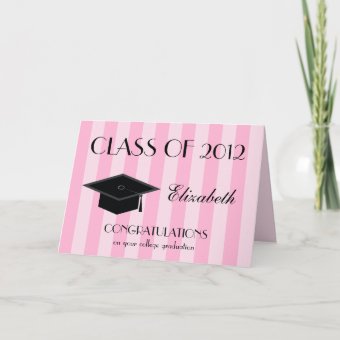 College Graduation Greeting Card -- Pink | Zazzle