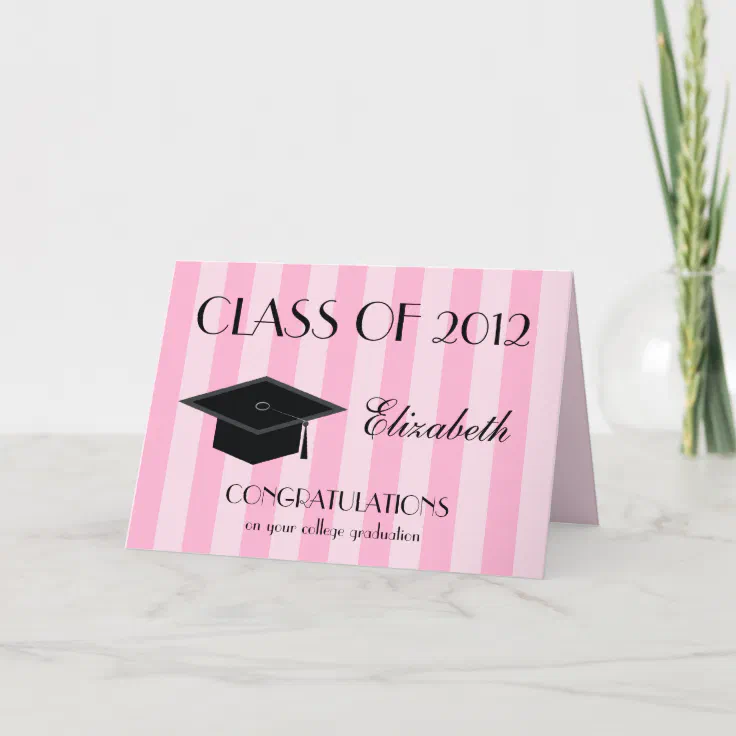 College Graduation Greeting Card -- Pink | Zazzle