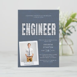 College Graduation Party Engineer Technology Gray Invitation | Zazzle