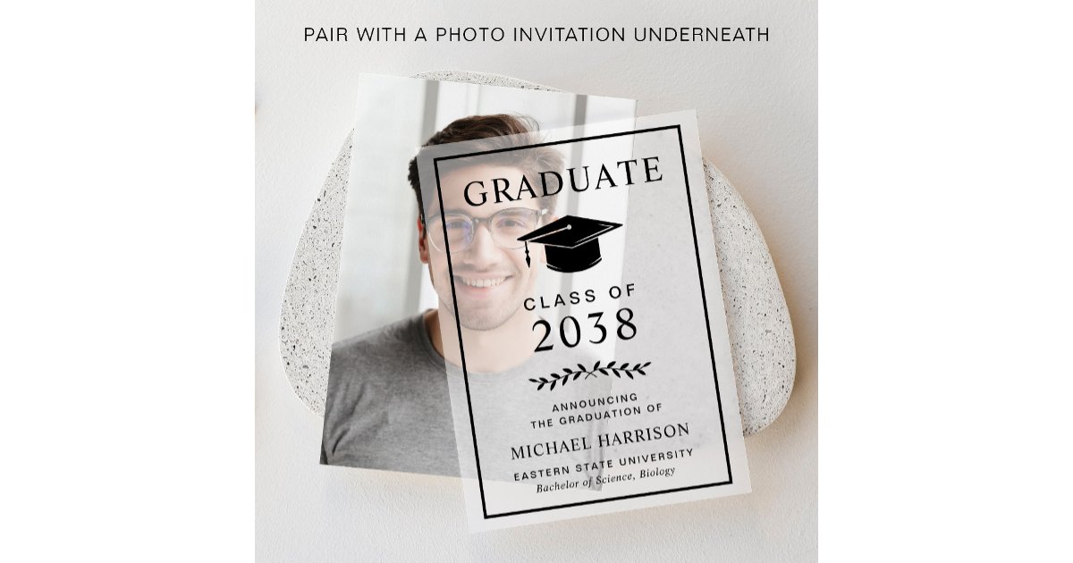 College Graduation Party Overlay Vellum Invitations | Zazzle