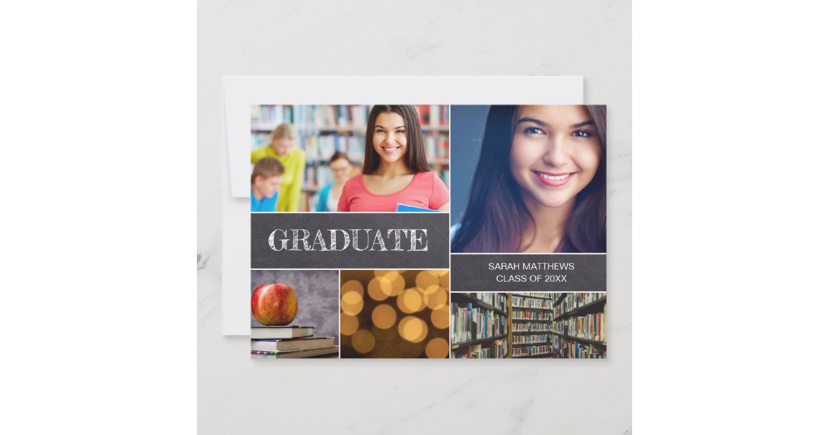 College Graduation Photo Collage Announcement | Zazzle