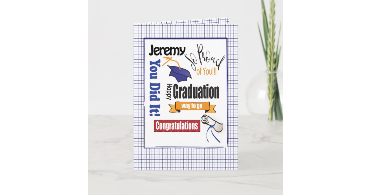 College High School Bold Blue Modern Graduation Card | Zazzle