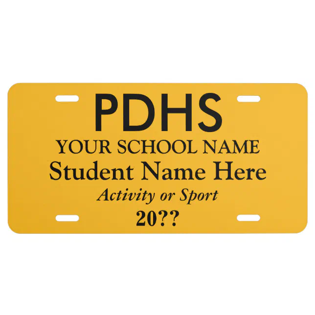 College or High School Student License Plate | Zazzle