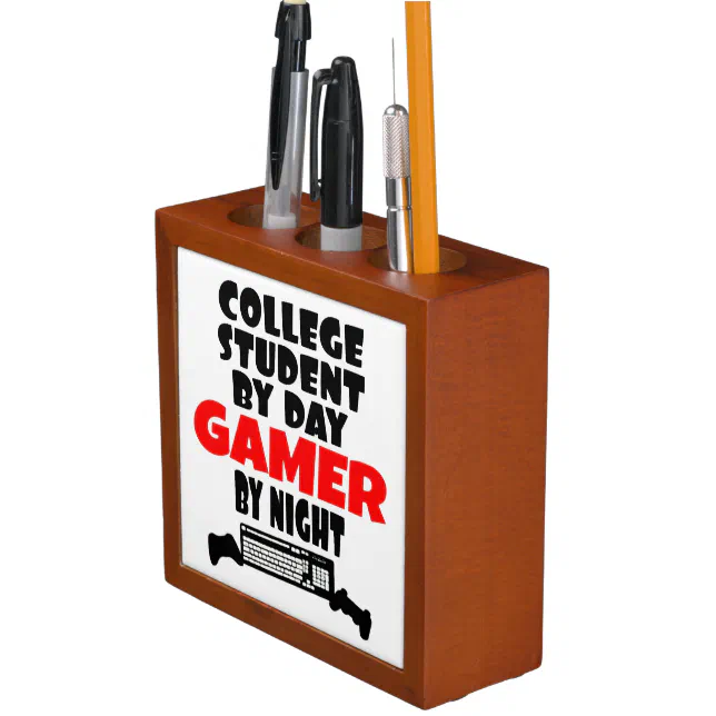 College Student Loves Playing Video Games Desk Organizer | Zazzle