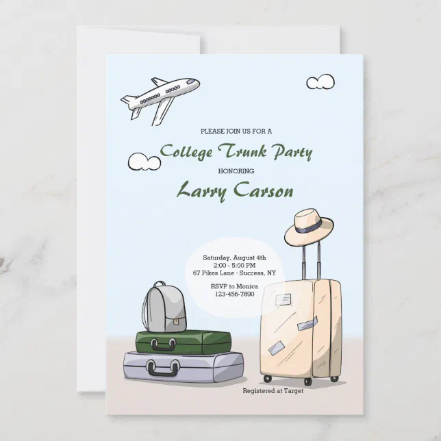College Trunk Party Invitation (Male) | Zazzle