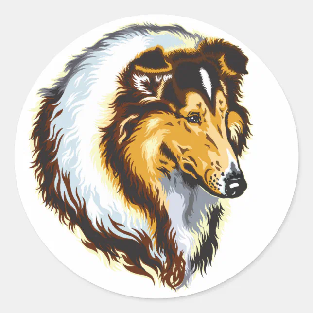 collie classic round sticker | Zazzle