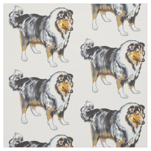 Collie (Rough) Painting - Cute Original Dog Art Fabric | Zazzle