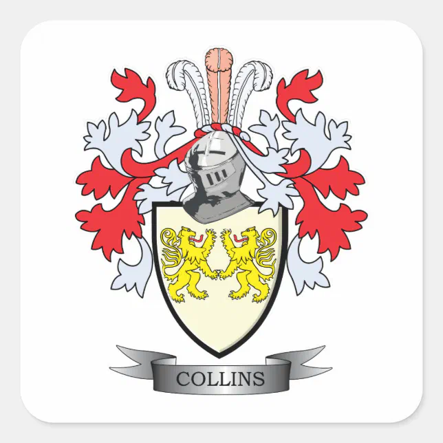 Collins Coat of Arms Square Sticker | Zazzle