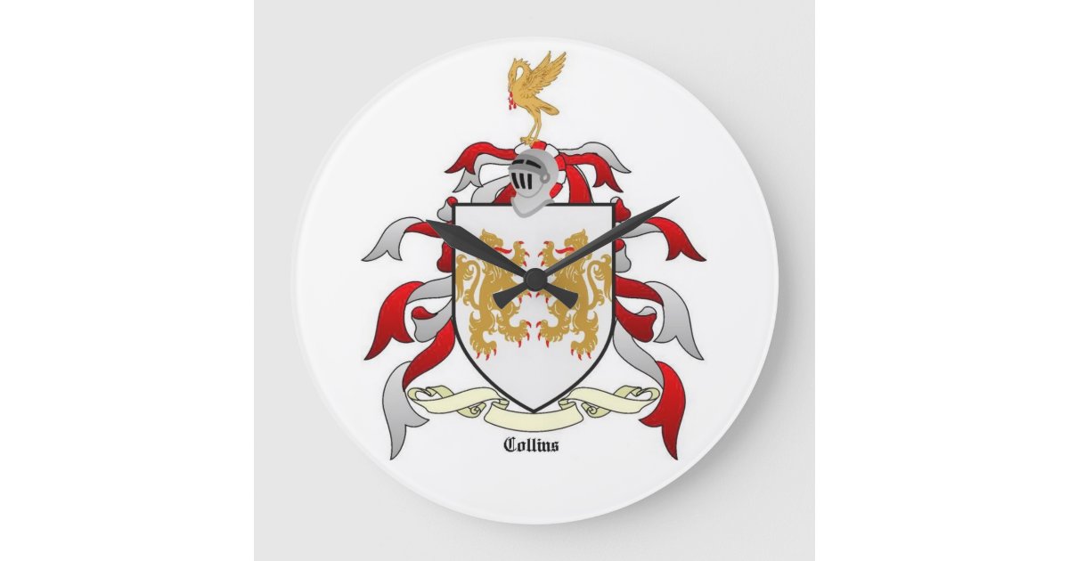 Collins Family Crest Heraldry Wall Clock | Zazzle