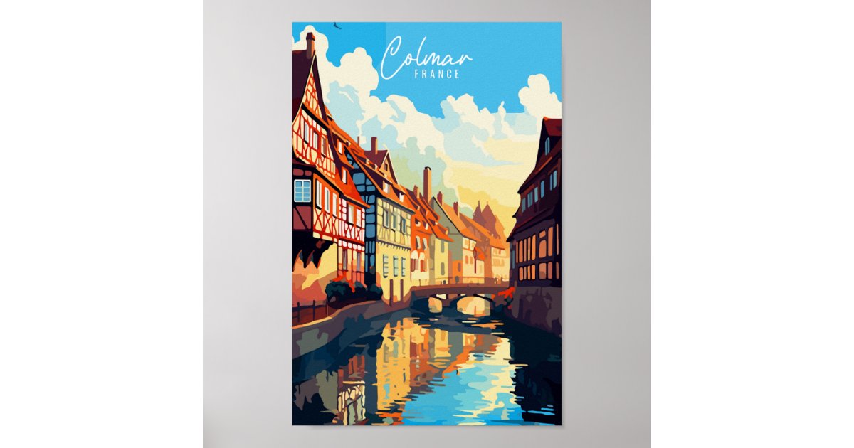Colmar France vintage travel illustration Poster | Zazzle