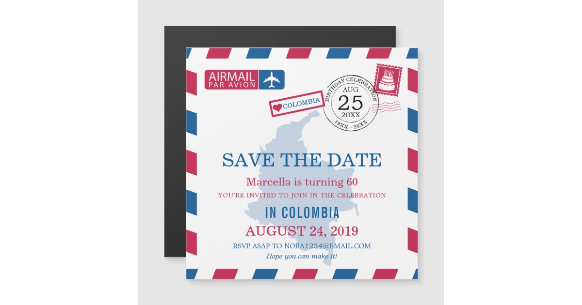 Colombia Airmail Birthday Celebration | Zazzle