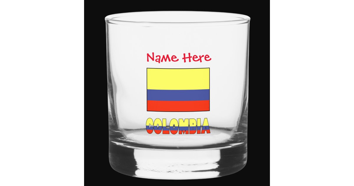 Colombia and Colombian Flag Red Personalization Whiskey Glass | Zazzle