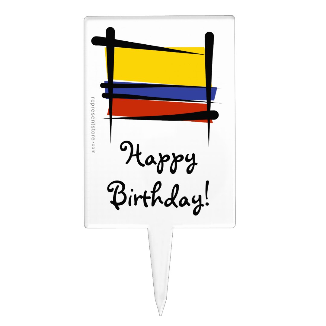 Colombia Brush Flag Cake Topper | Zazzle