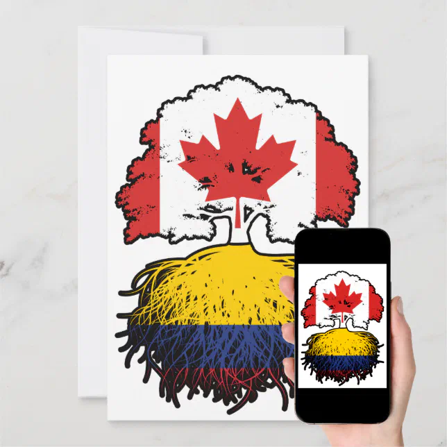 Colombia Colombian Canadian Canada Tree Roots Flag Invitation | Zazzle