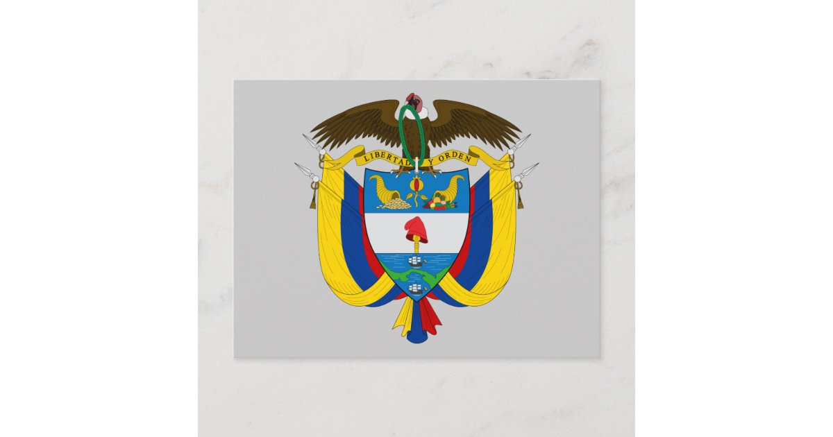 colombia emblem postcard | Zazzle