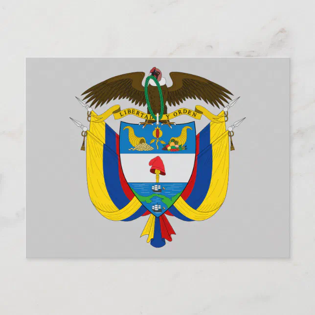 colombia emblem postcard | Zazzle