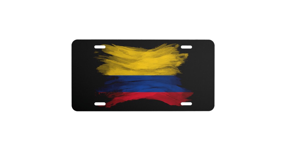 Colombia flag brush stroke, national flag license plate | Zazzle