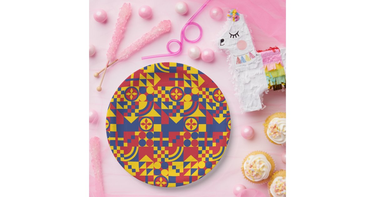 Colombia Flag Colorful Pattern Paper Plates | Zazzle