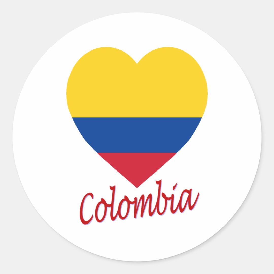 Colombia Flag Heart Classic Round Sticker | Zazzle
