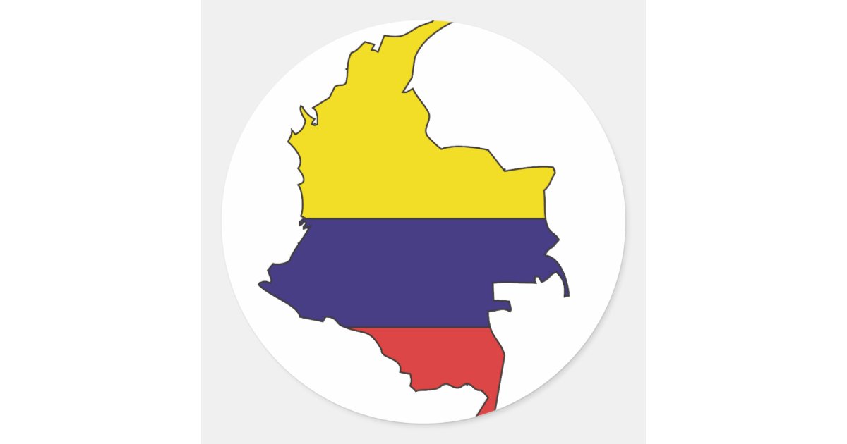 Colombia flag map classic round sticker | Zazzle