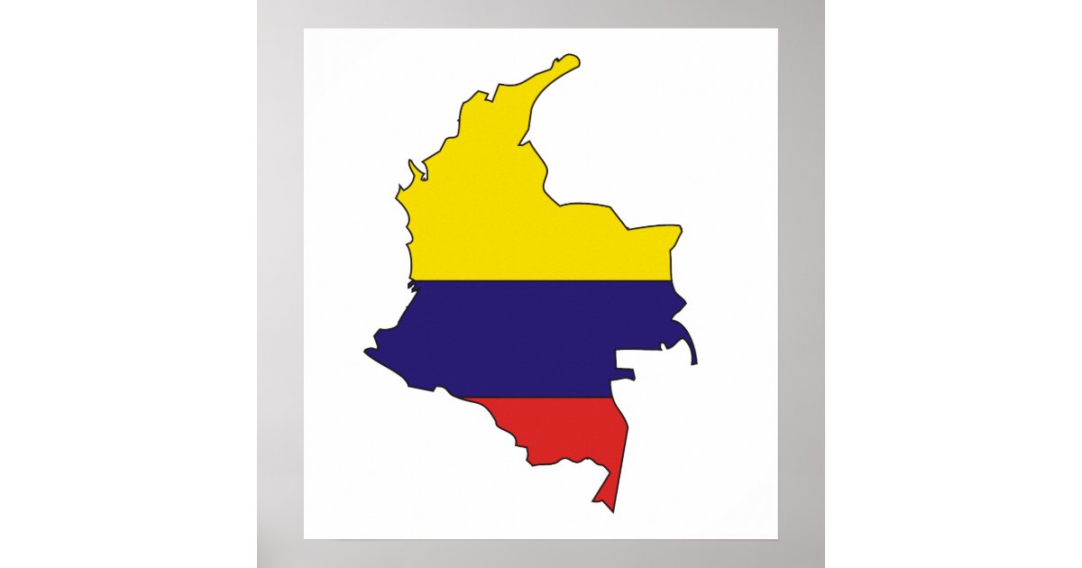 Colombia Flag Map full size Poster | Zazzle