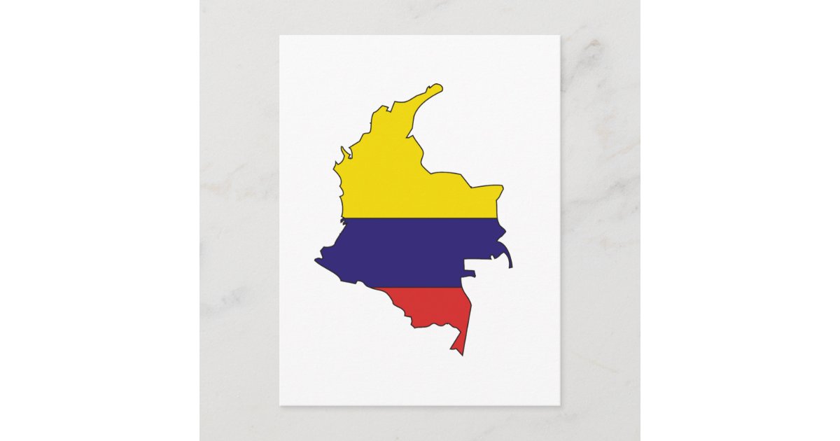 Colombia flag map postcard | Zazzle
