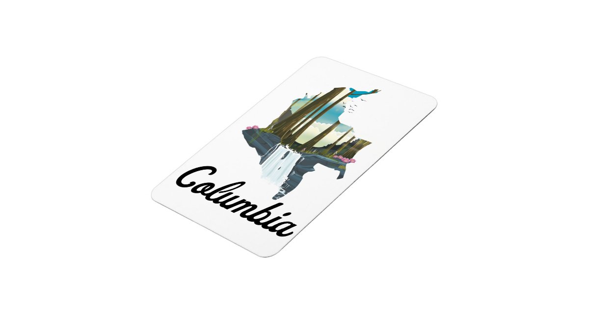 Colombia map travel poster magnet | Zazzle