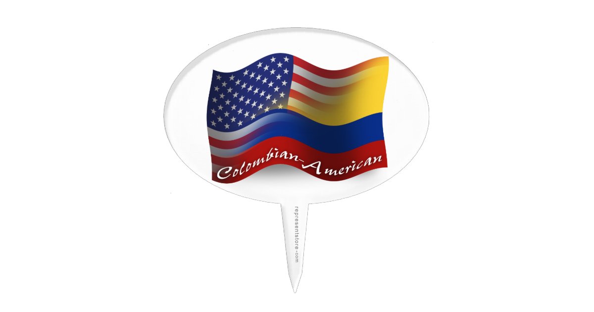 Colombian-American Waving Flag Cake Topper | Zazzle