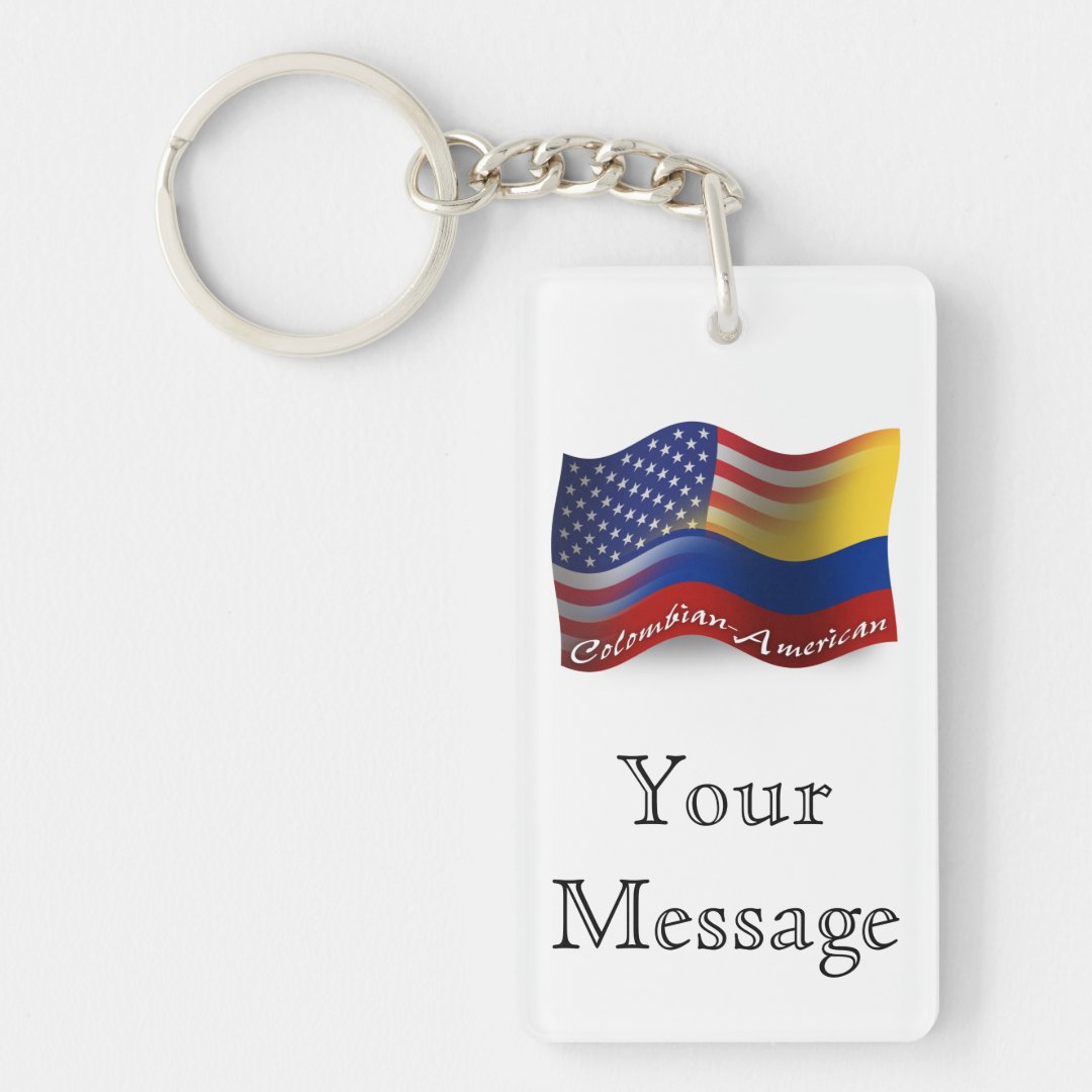 Colombian-American Waving Flag Keychain | Zazzle