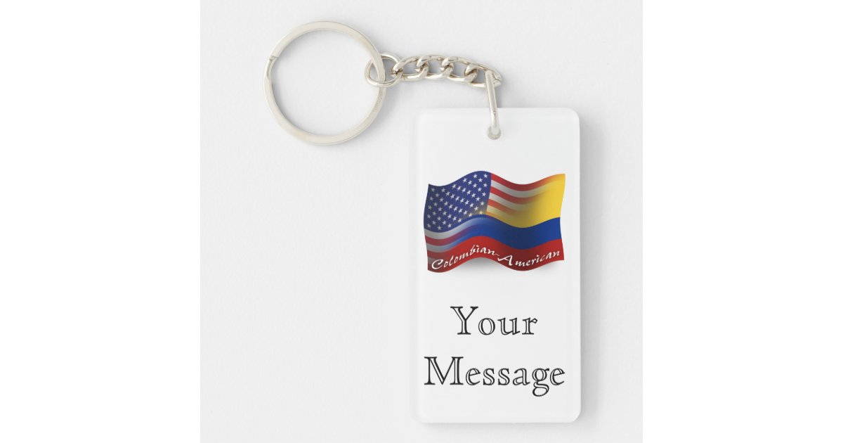 Colombian-American Waving Flag Keychain | Zazzle