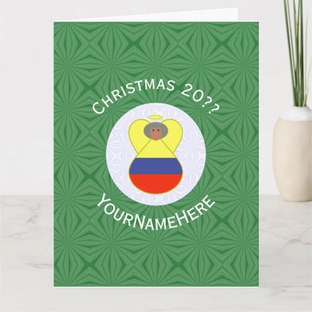Colombian Flag Abuela Angel Christmas Personalized Card | Zazzle