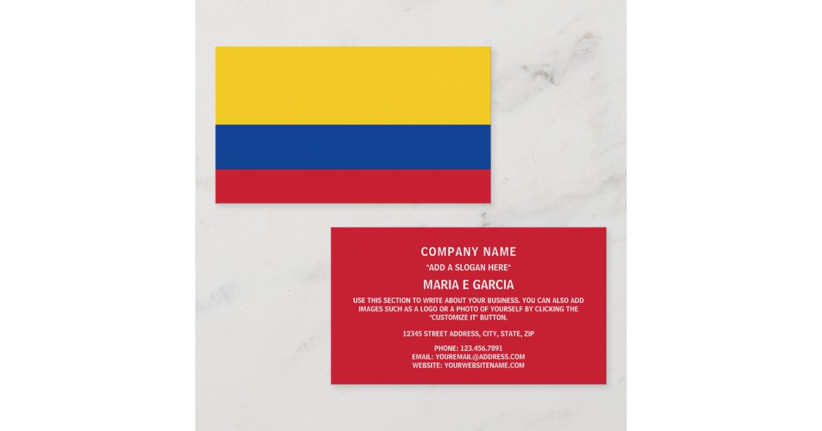 Colombian Flag, Flag of Colombia Business Card | Zazzle