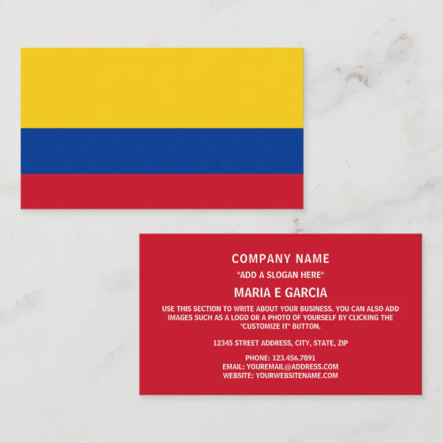 Colombian Flag, Flag of Colombia Business Card | Zazzle