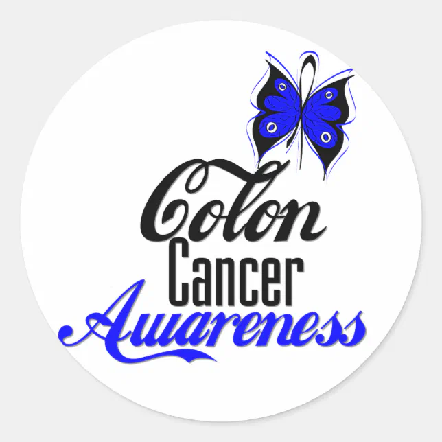 Colon Cancer Awareness Butterfly Classic Round Sticker | Zazzle