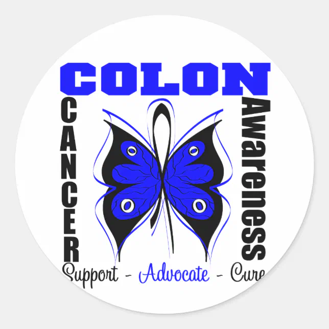 Colon Cancer Awareness Butterfly Classic Round Sticker | Zazzle