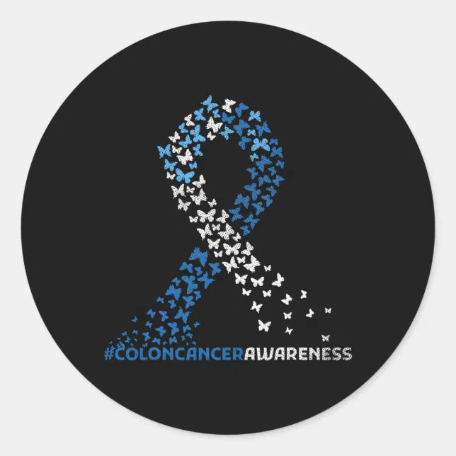 Colon Cancer Awareness Colonoscopy Blue Ribbon But Classic Round ...
