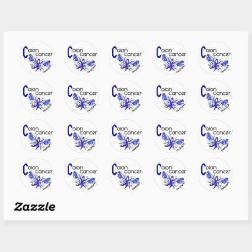 Colon Cancer BUTTERFLY 3 Classic Round Sticker | Zazzle