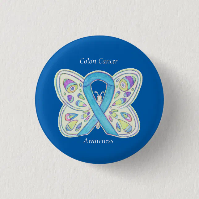 Colon Cancer Butterfly Awareness Ribbon Custom Pin | Zazzle