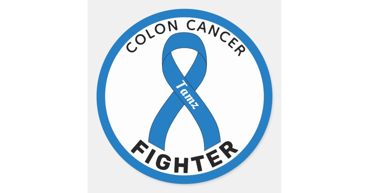 Colon Cancer Fighter Ribbon White Round Sticker | Zazzle
