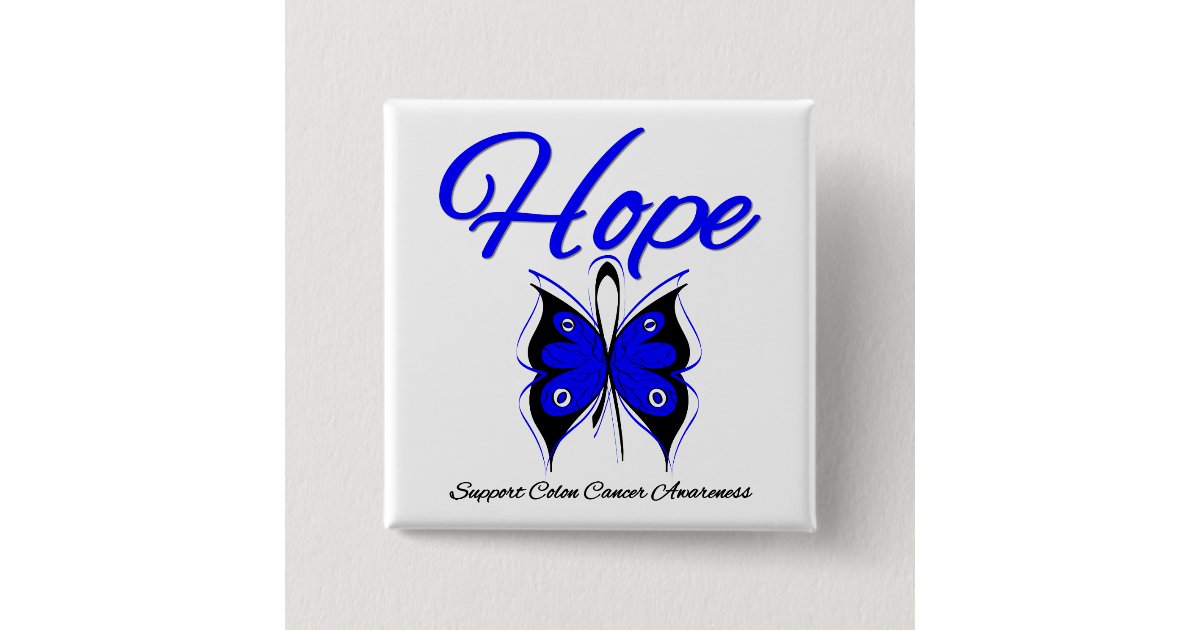 Colon Cancer Hope Butterfly Ribbon Pinback Button | Zazzle