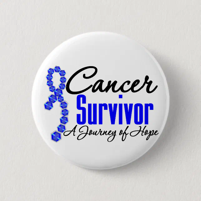 Colon Cancer Survivor Awareness Journey Ribbon Pinback Button | Zazzle