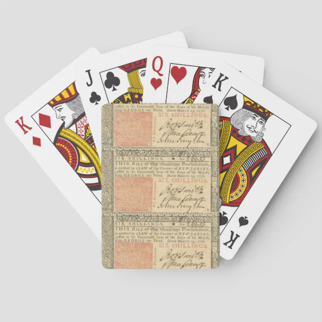 Colonial 1776 Six-Shilling Note Playing Cards | Zazzle