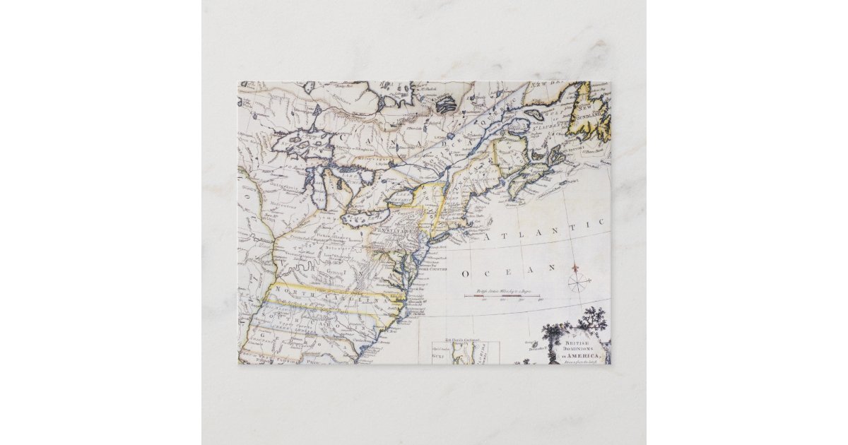COLONIAL AMERICA: MAP, c1770 Postcard | Zazzle
