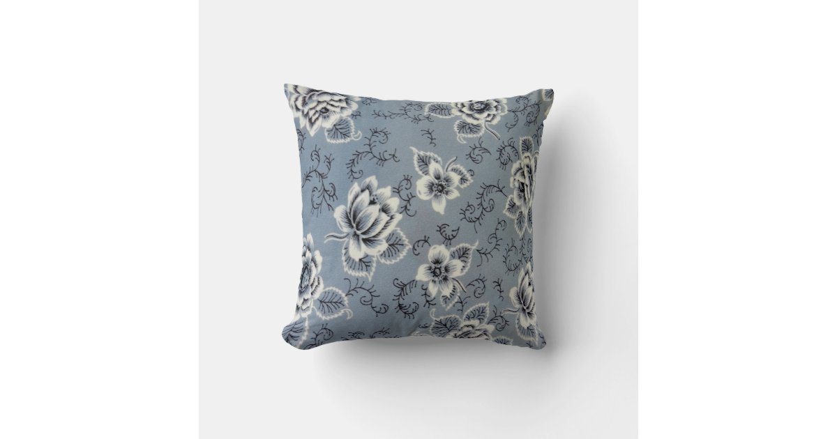 Colonial Blue Flower Pattern | Throw Pillow | Zazzle