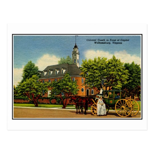 Colonial coach in front of capitol Williamsburg VA Postcard | Zazzle.com