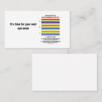 Color Blind Test: Which Rainbow Do You See? Vision Appointment Card ...