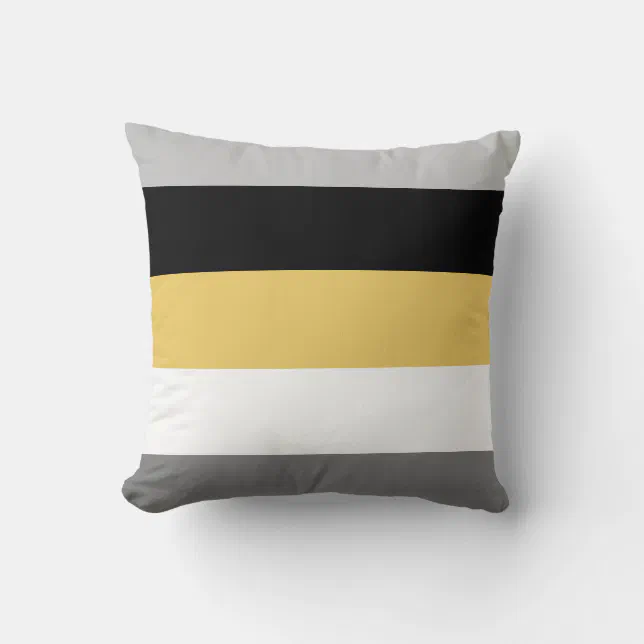 Color Block Mustard Yellow, Gray, Black, and White Throw Pillow | Zazzle
